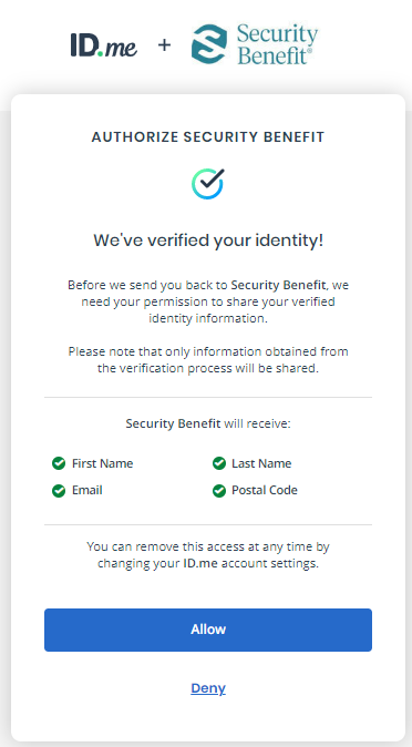 Security Benefit and ID.me – ID.me Help Center