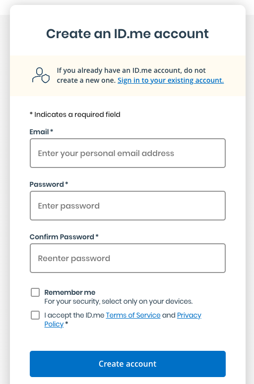 Configuración de su cuenta de ID.me para el trabajo – ID.me Centro de Apoyo